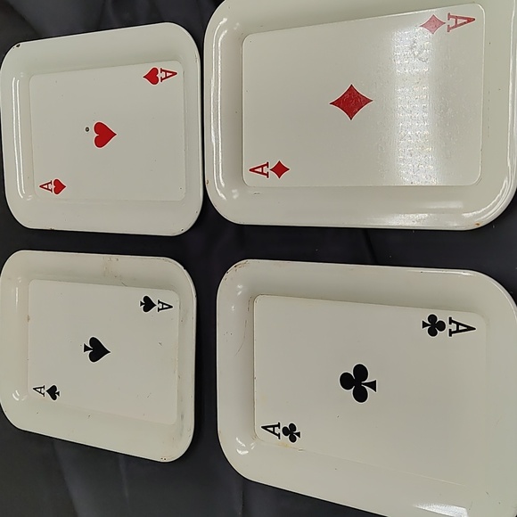 Source Unknown | Other | Vintage Tin Playing Card Trays | Poshmark